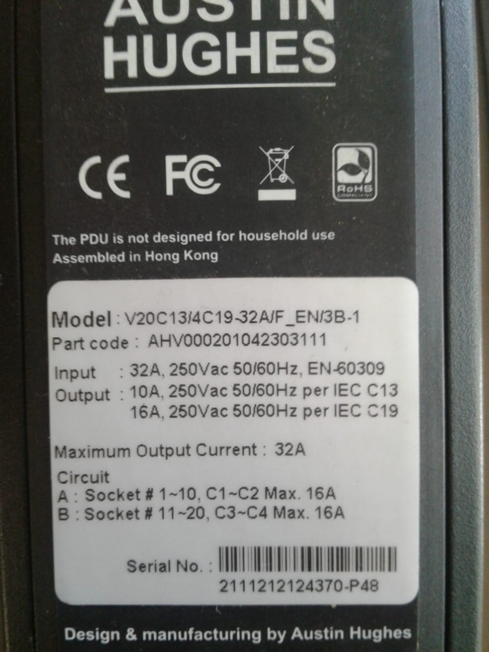 [For Sale] - Austin Hughes PDU Model V20C13/4C19 (Server Rack Power Strip) | Power Supplies ...